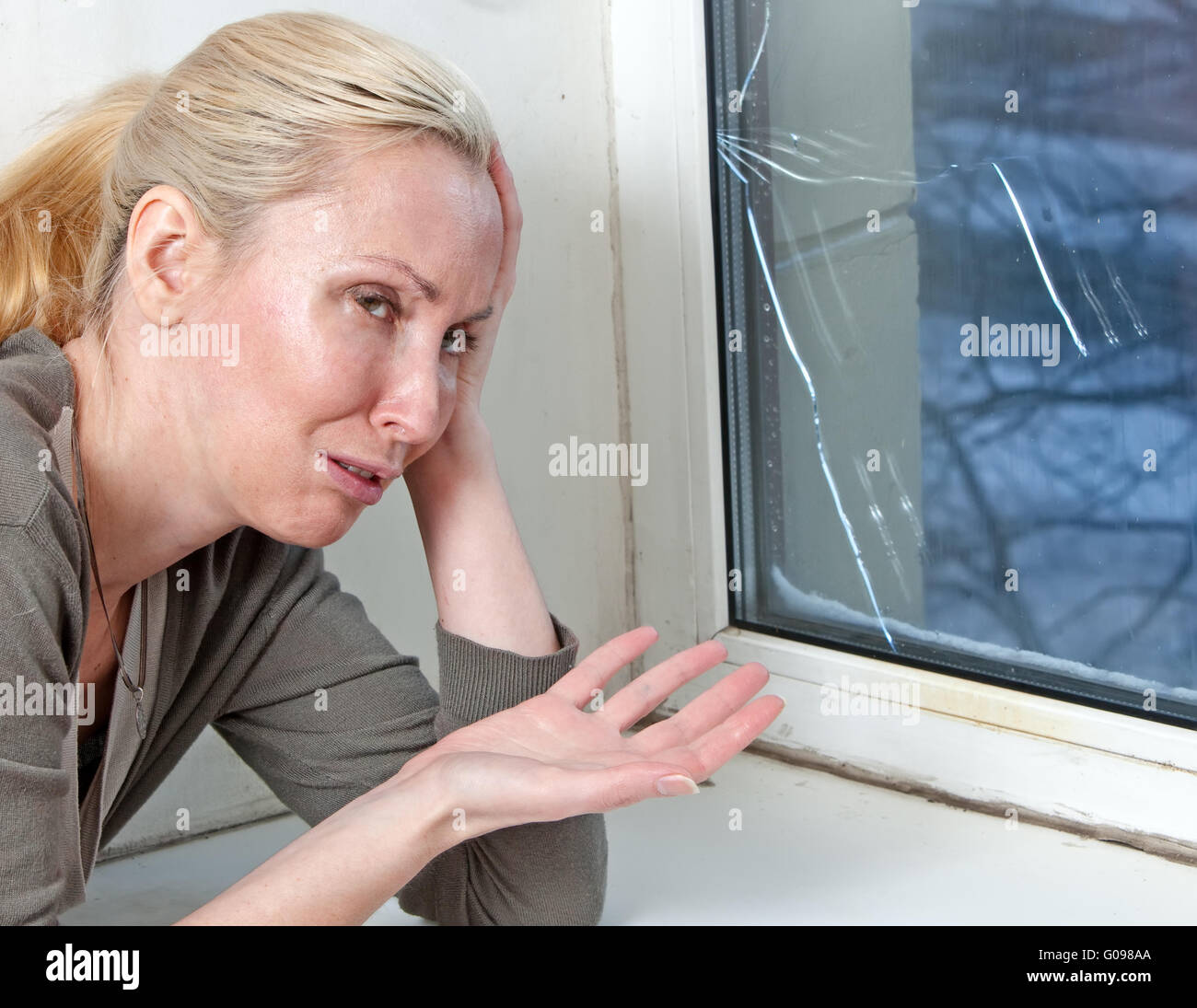 bad quality double-glazed window has burst because Stock Photo - Alamy
