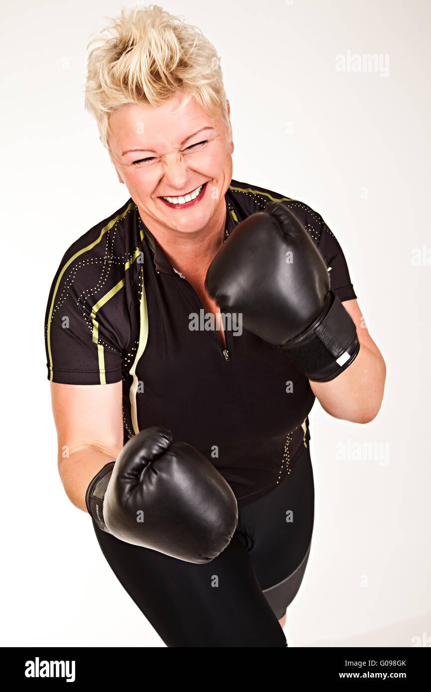 middelaged fitness woman boxing wearing boxing glo Stock Photo - Alamy