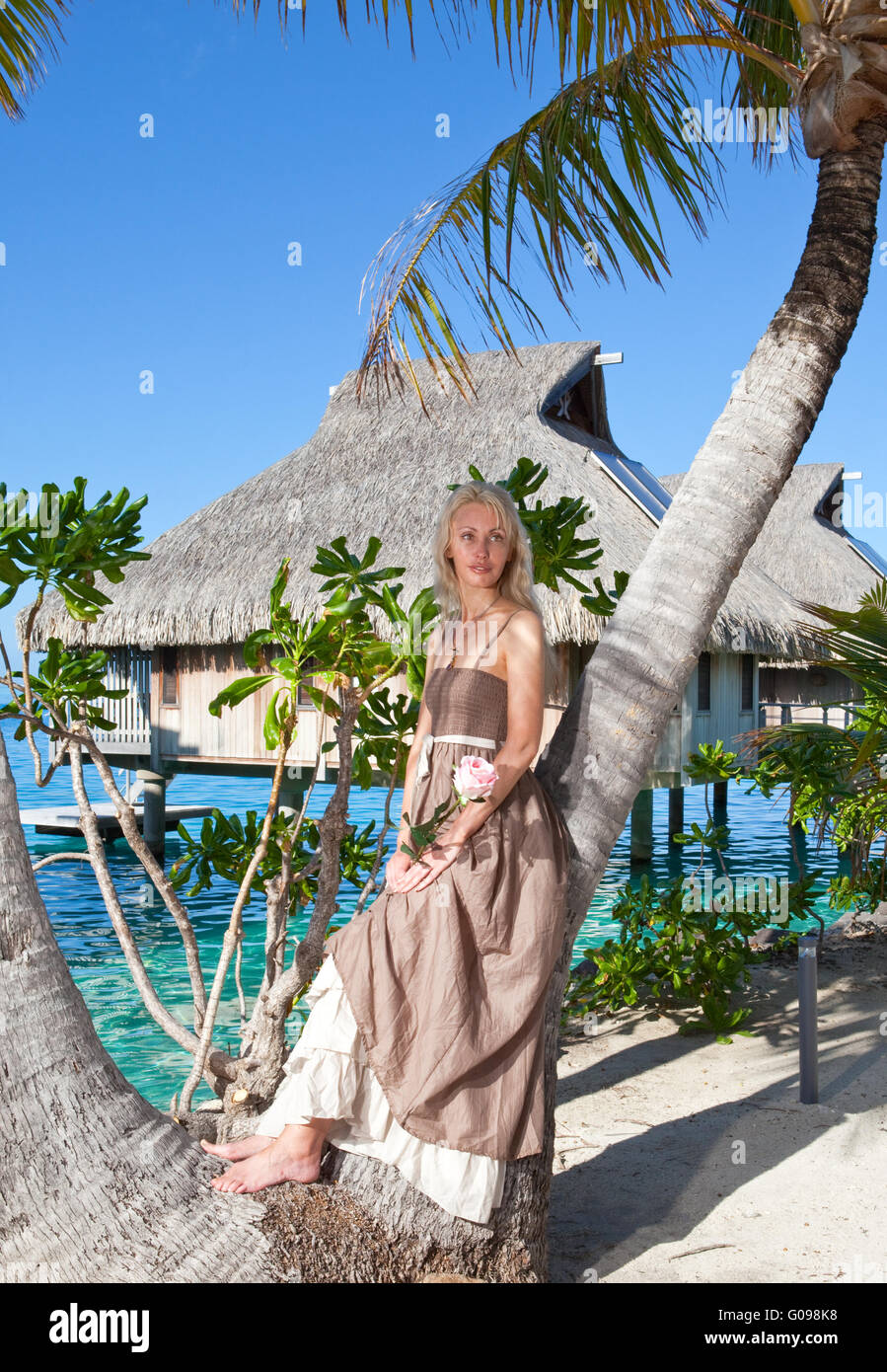 Young woman bora bora hi-res stock photography and images - Alamy