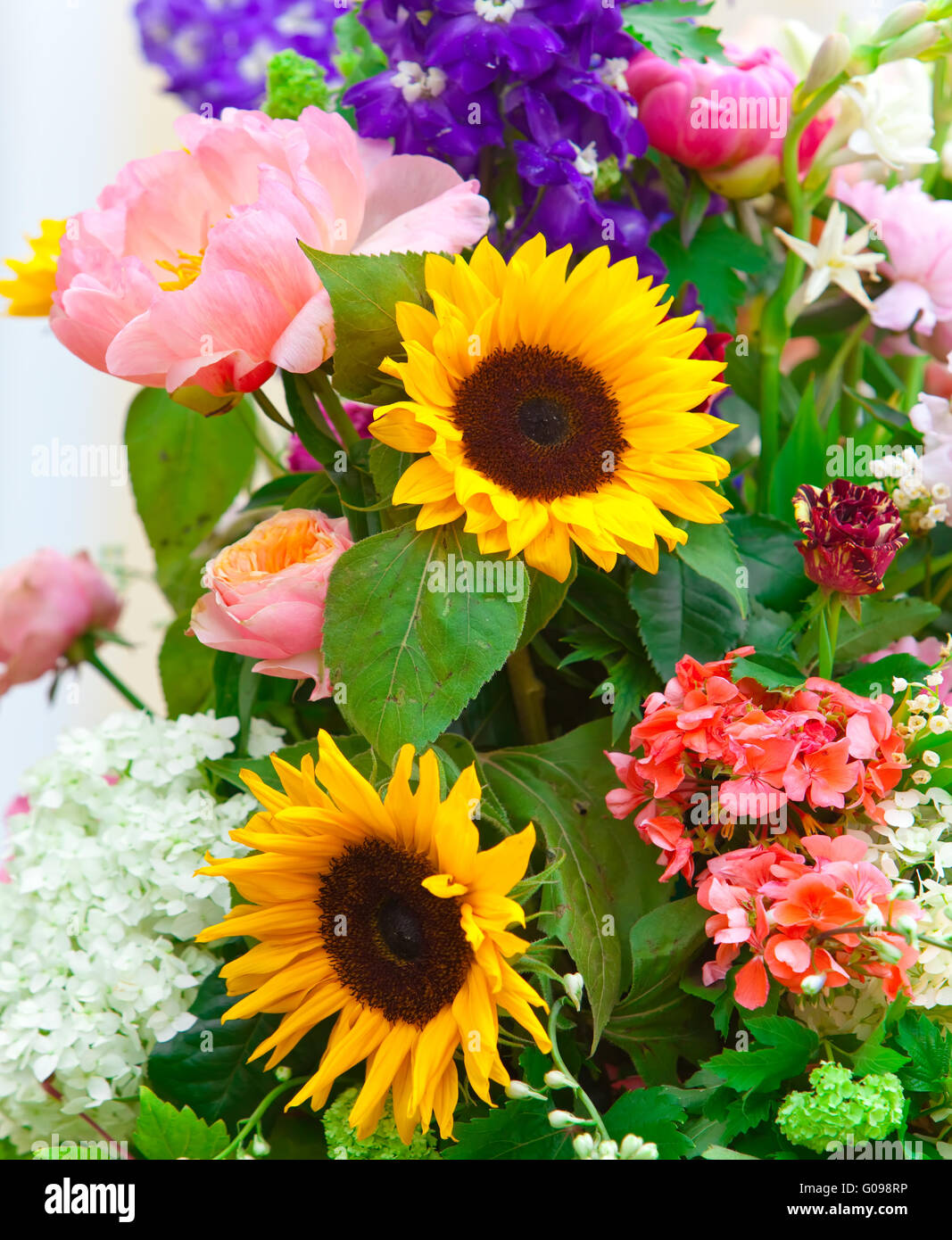 Bright multicolor bouquet made of different flower Stock Photo - Alamy