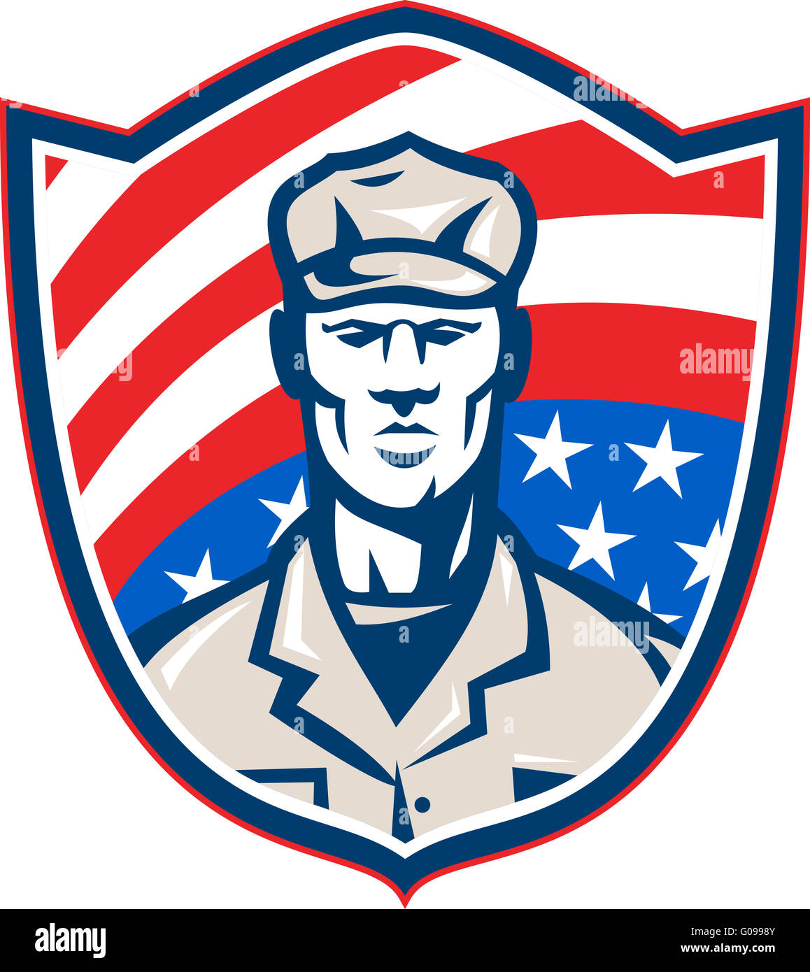 American Soldier With Stars and Stripes Shield Retro Stock Photo - Alamy