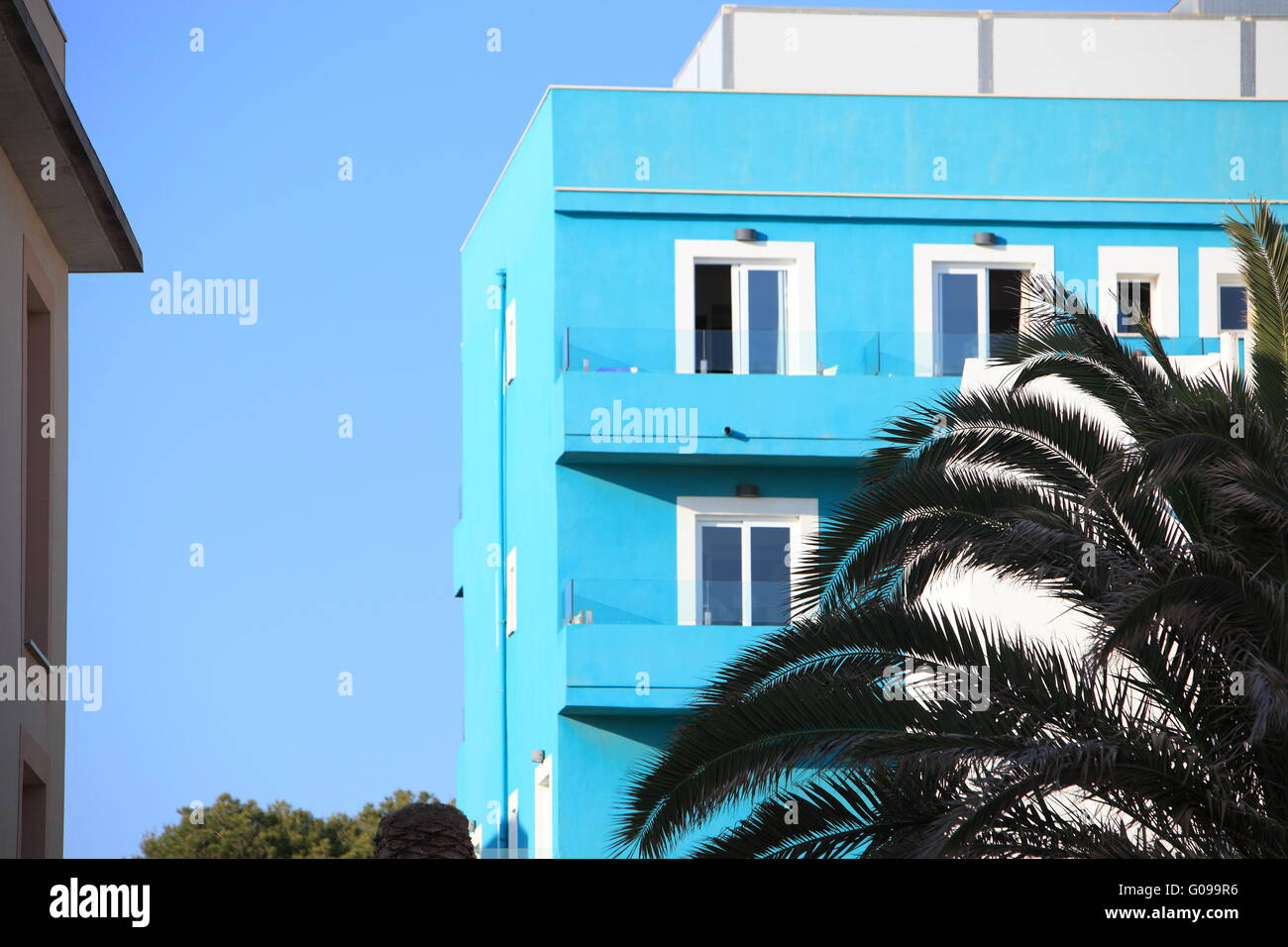 Blue apartment block Stock Photo - Alamy