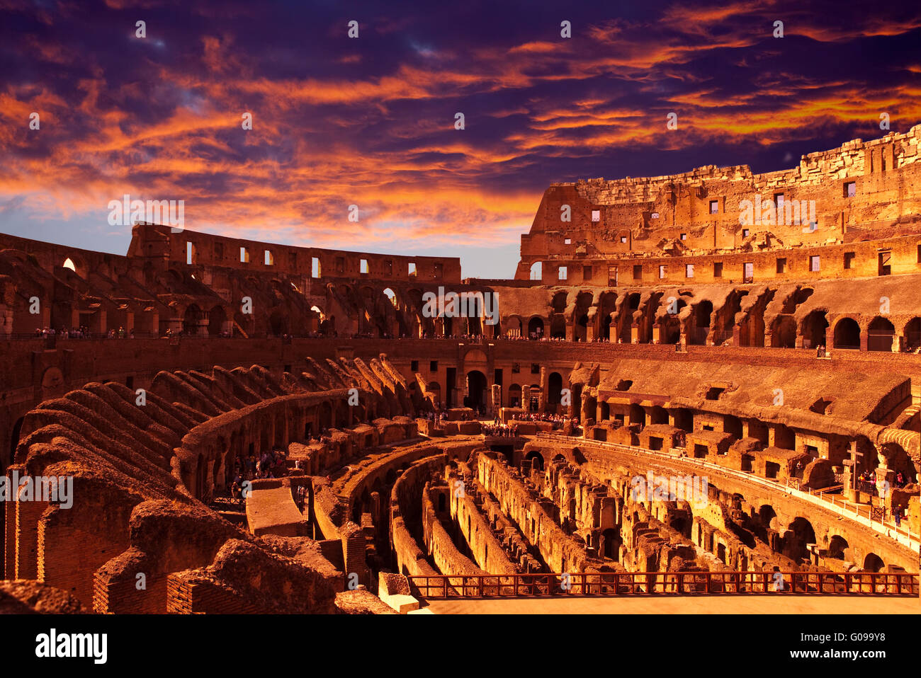 sunset over the ancient Colosseum. Rome. Italy Stock Photo - Alamy