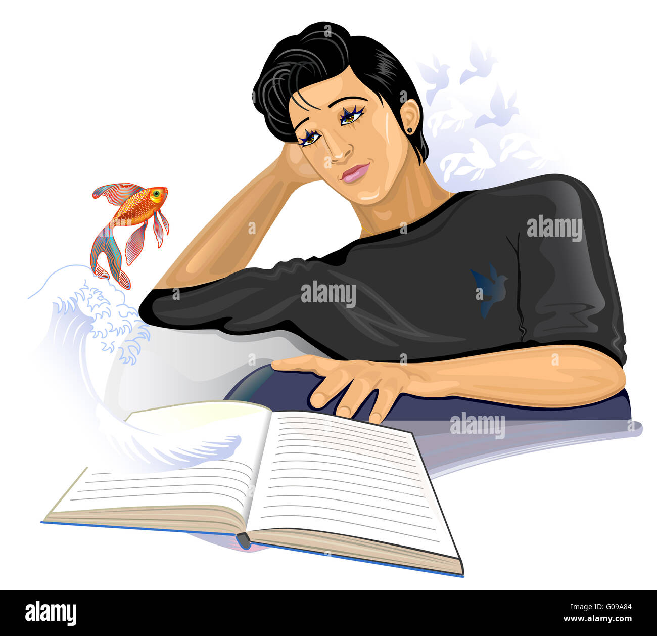 Dreamer isolated on white background, illustration Stock Photo - Alamy