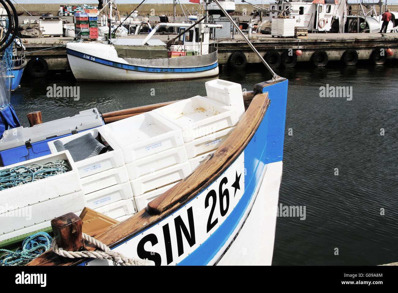 Fishing boat in the harbour of Simrishamn Stock Photo - Alamy
