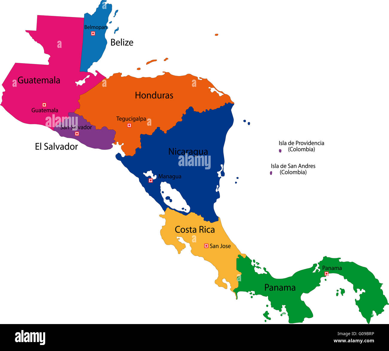 Central america map Cut Out Stock Images & Pictures - Alamy
