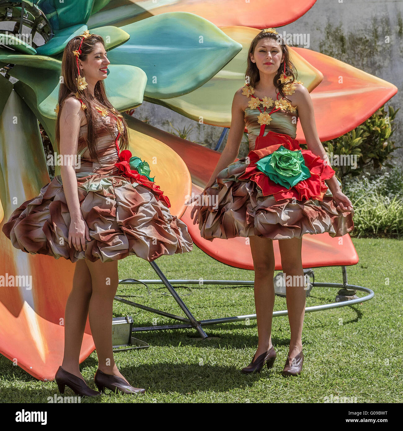 Girls At The Flower Festival Madeira Portugal Stock Photo - Alamy