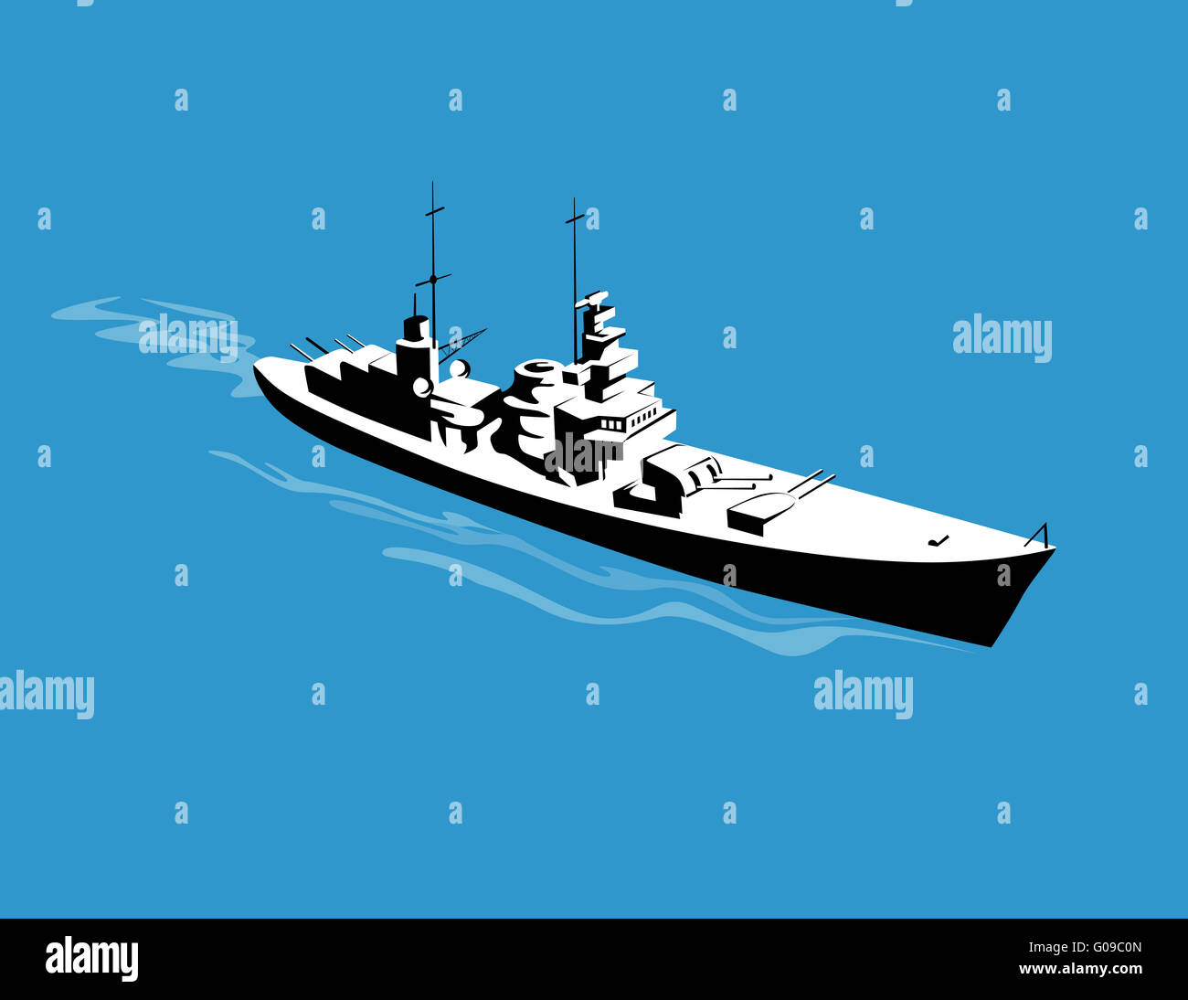 World War Two Battleship Warship Cruiser Retro Stock Photo - Alamy