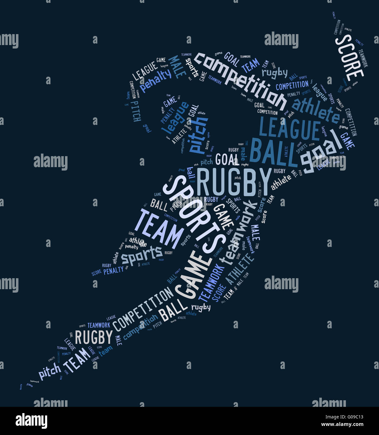 rugby football pictogram with blue wordings Stock Photo - Alamy