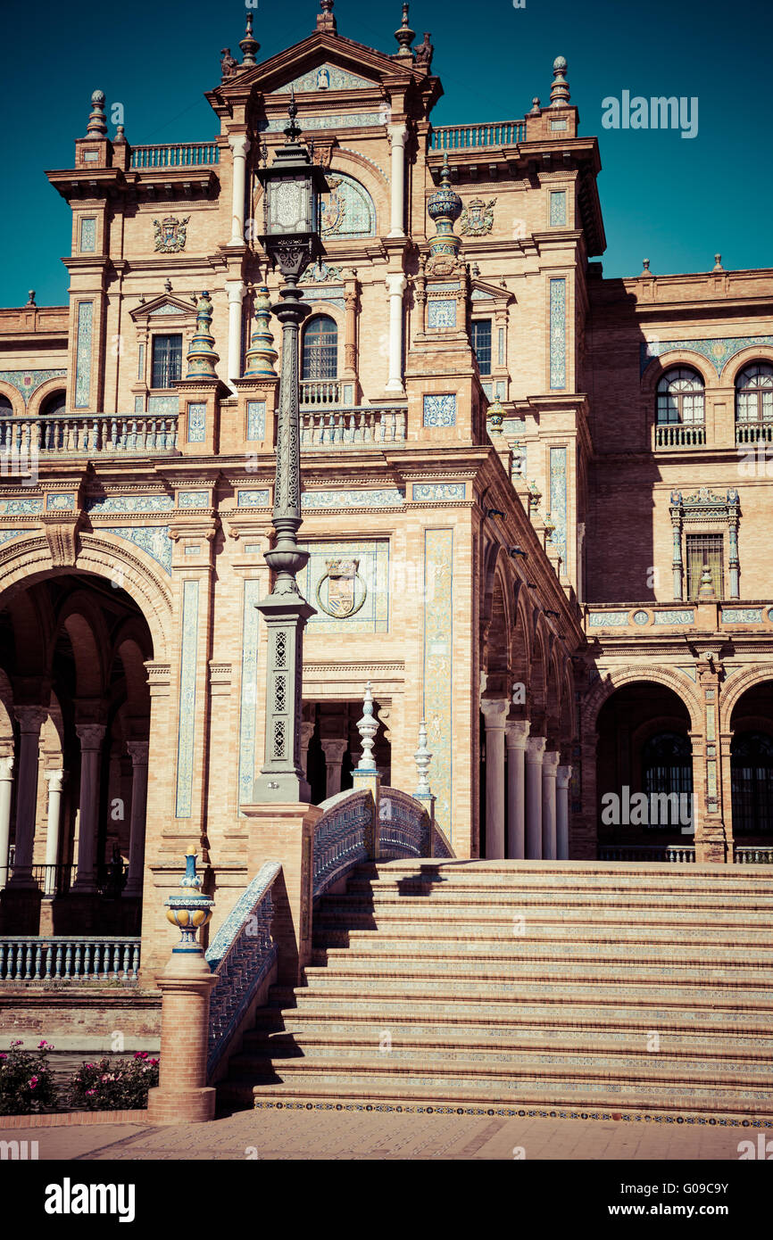 Andalusian plaza espana seville spain ceramic tile bridge andalucia hi ...