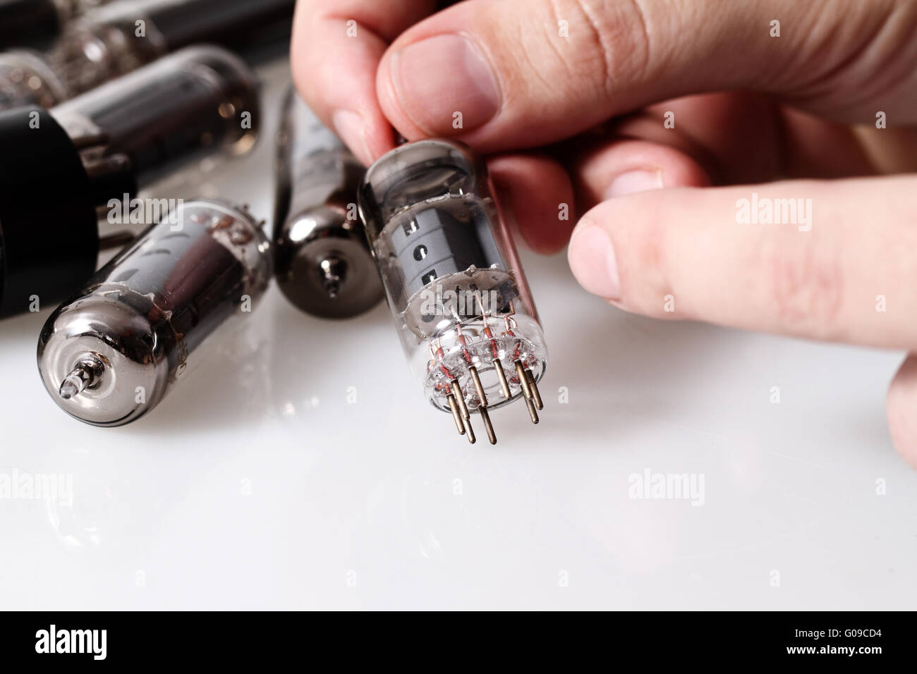 Glass vacuum radio tubes. Isolated image on white background Stock ...