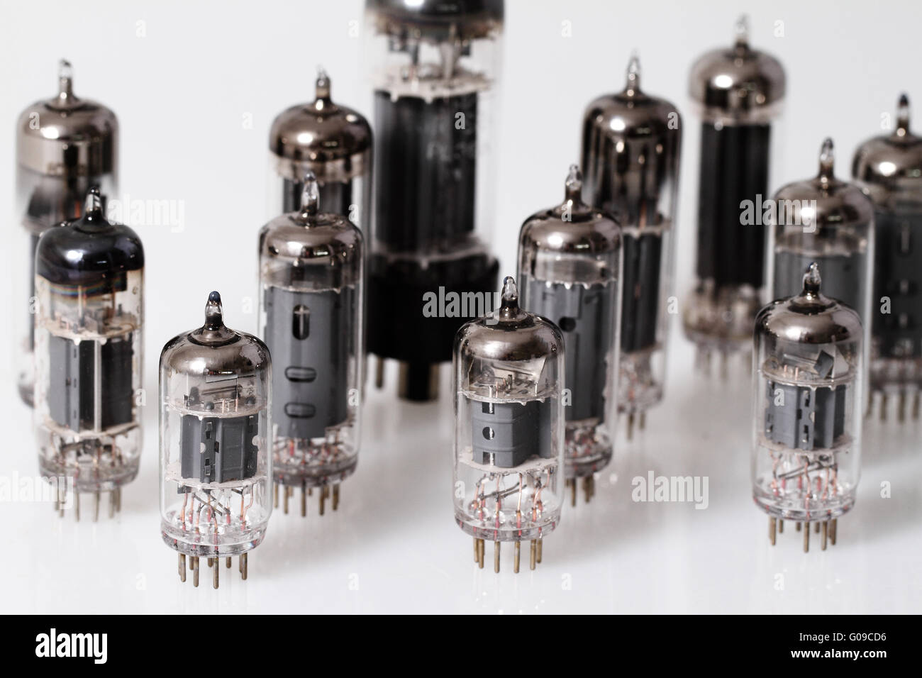 Glass vacuum radio tubes. Isolated image on white background Stock ...