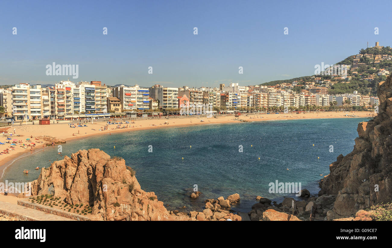 High Rise Beachfront Accomodation Blanes Spain Stock Photo - Alamy