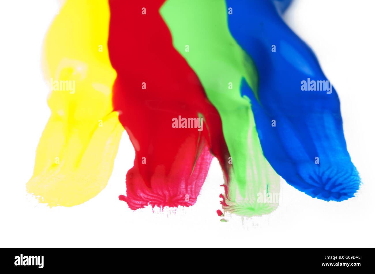 Paint coated on paper. Red, green, blue and yellow colors Stock Photo ...