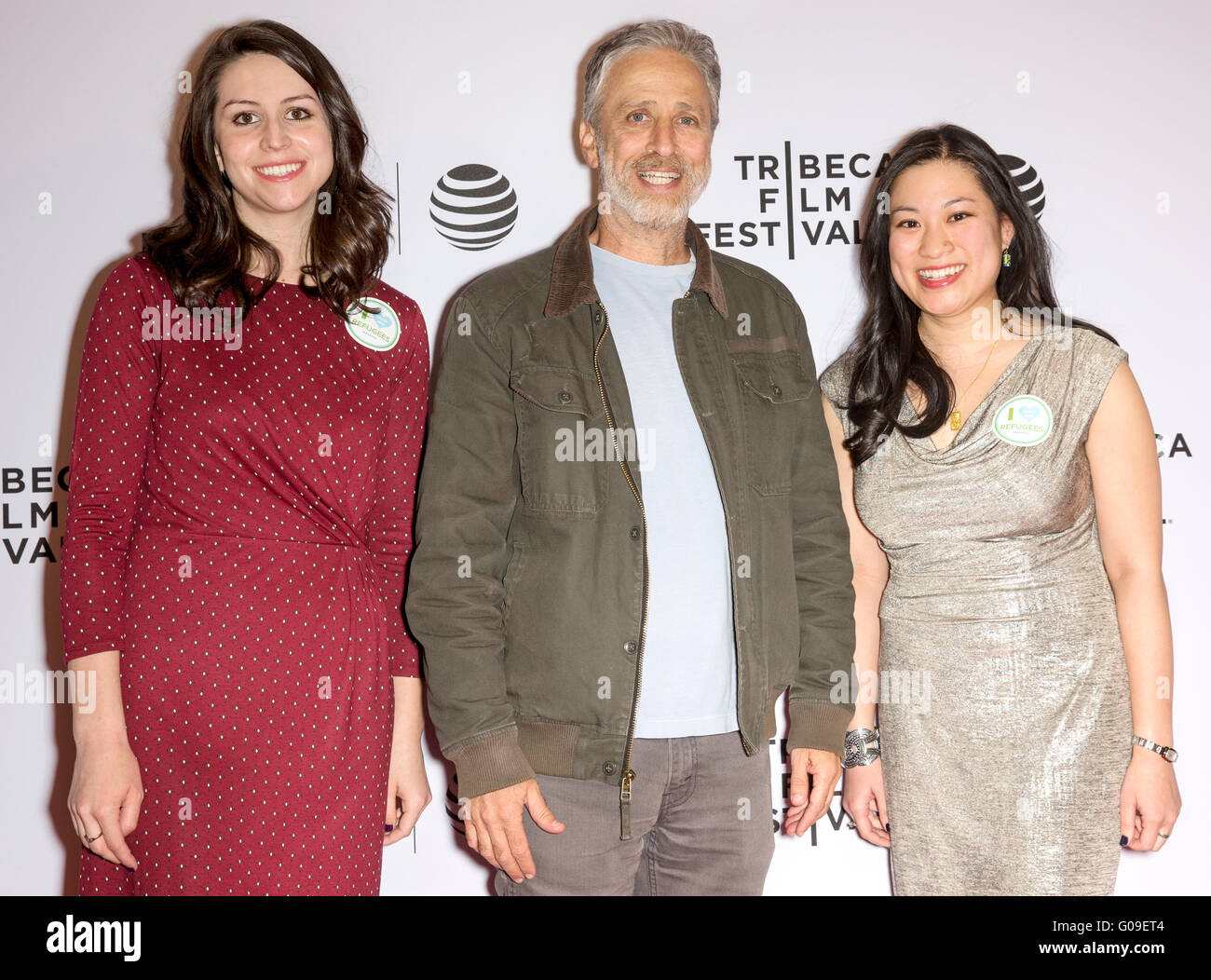 New York City, USA - April 14, 2016: Ellen Martinez, Jon Stewart and ...