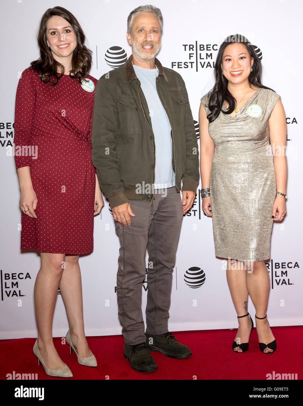 New York City, USA - April 14, 2016: Ellen Martinez, Jon Stewart and ...