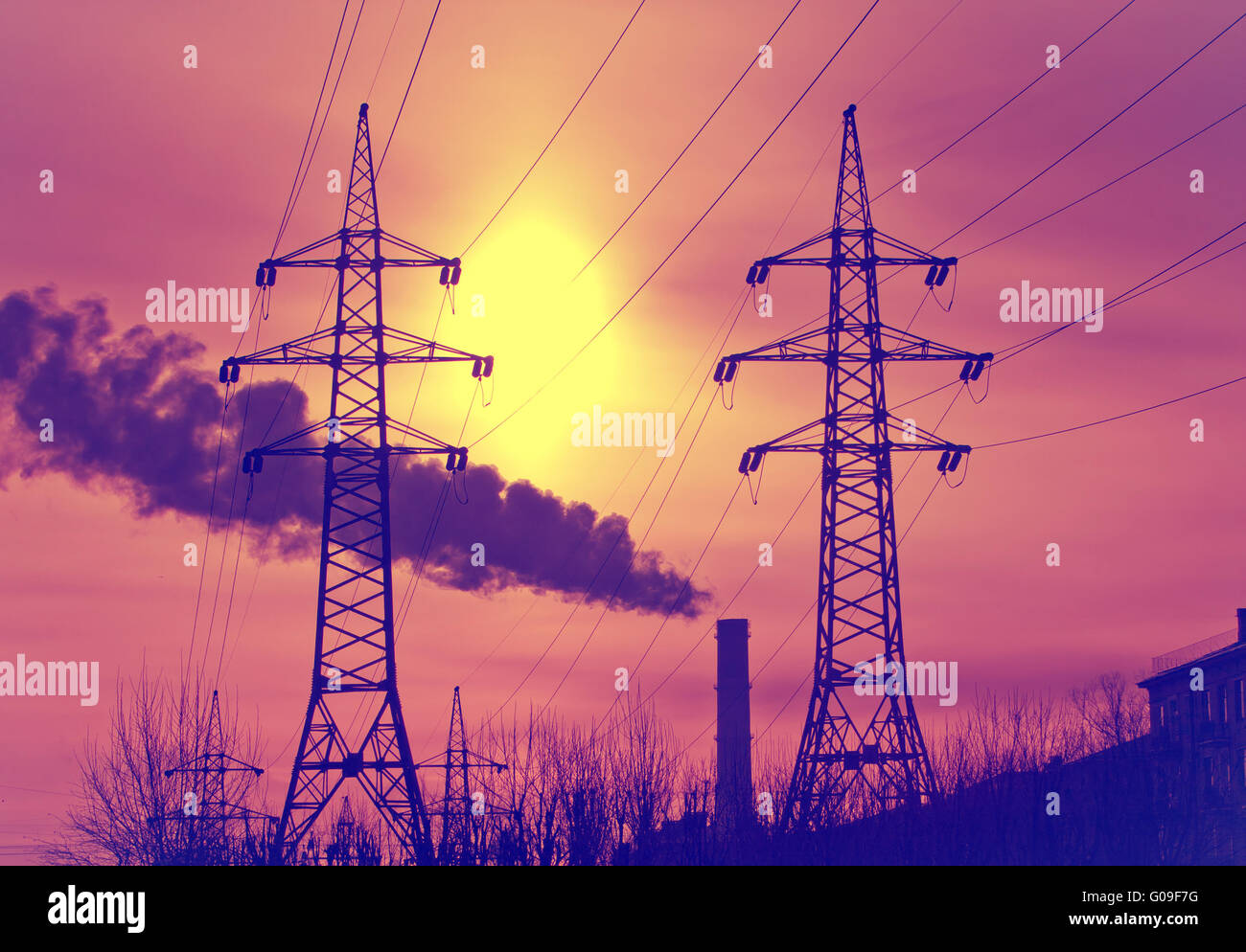 High voltage electricity transmissions line on a Stock Photo - Alamy