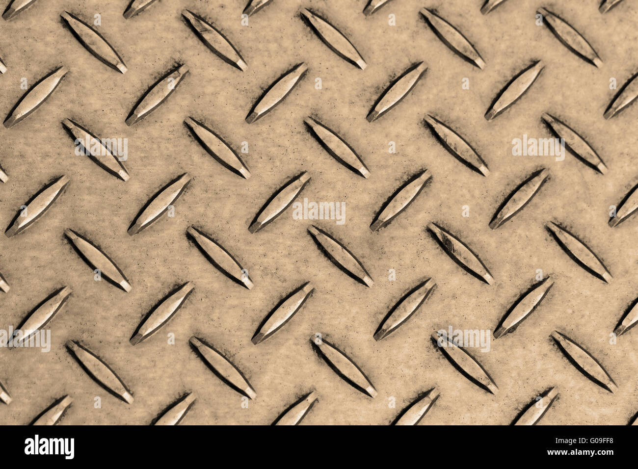 Seamless steel diamond plate texture - sepia tone Stock Photo - Alamy