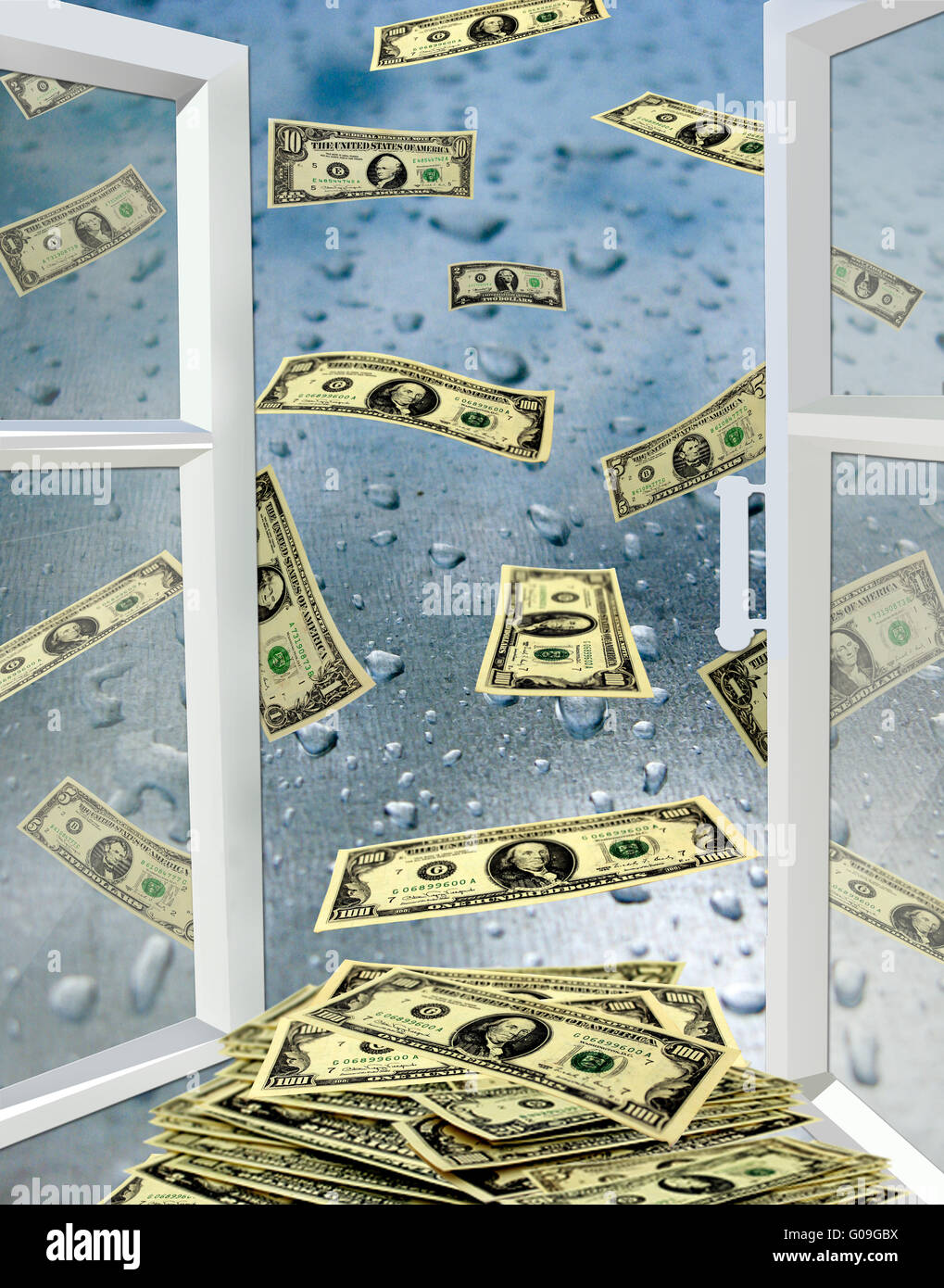 opened window to the surface with drops of water a Stock Photo - Alamy