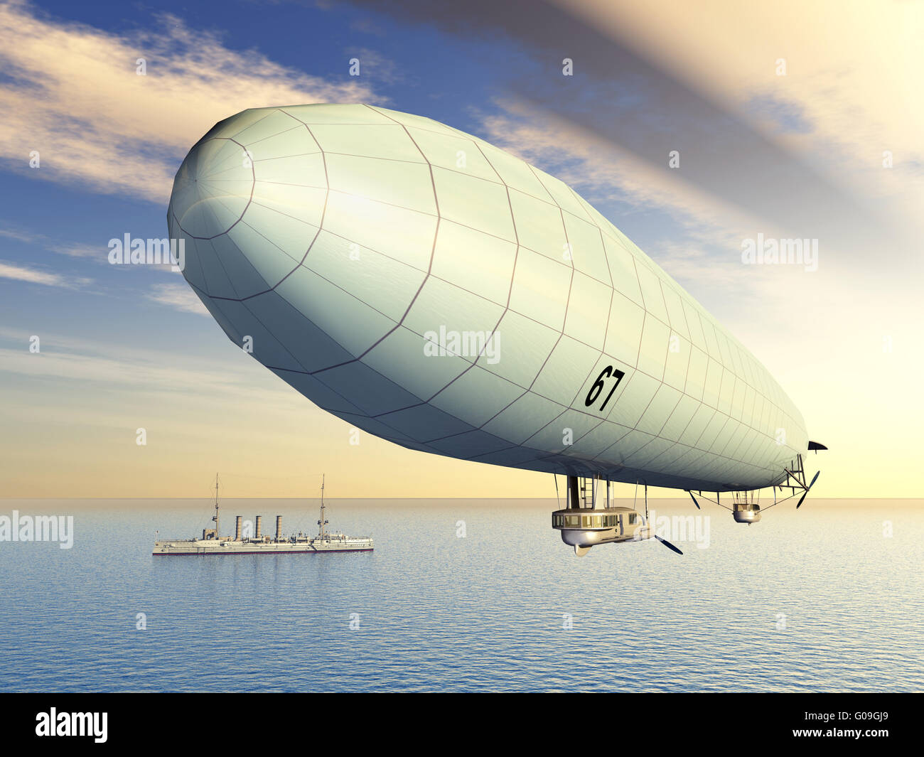 German Airship and German Light Cruiser Stock Photo - Alamy