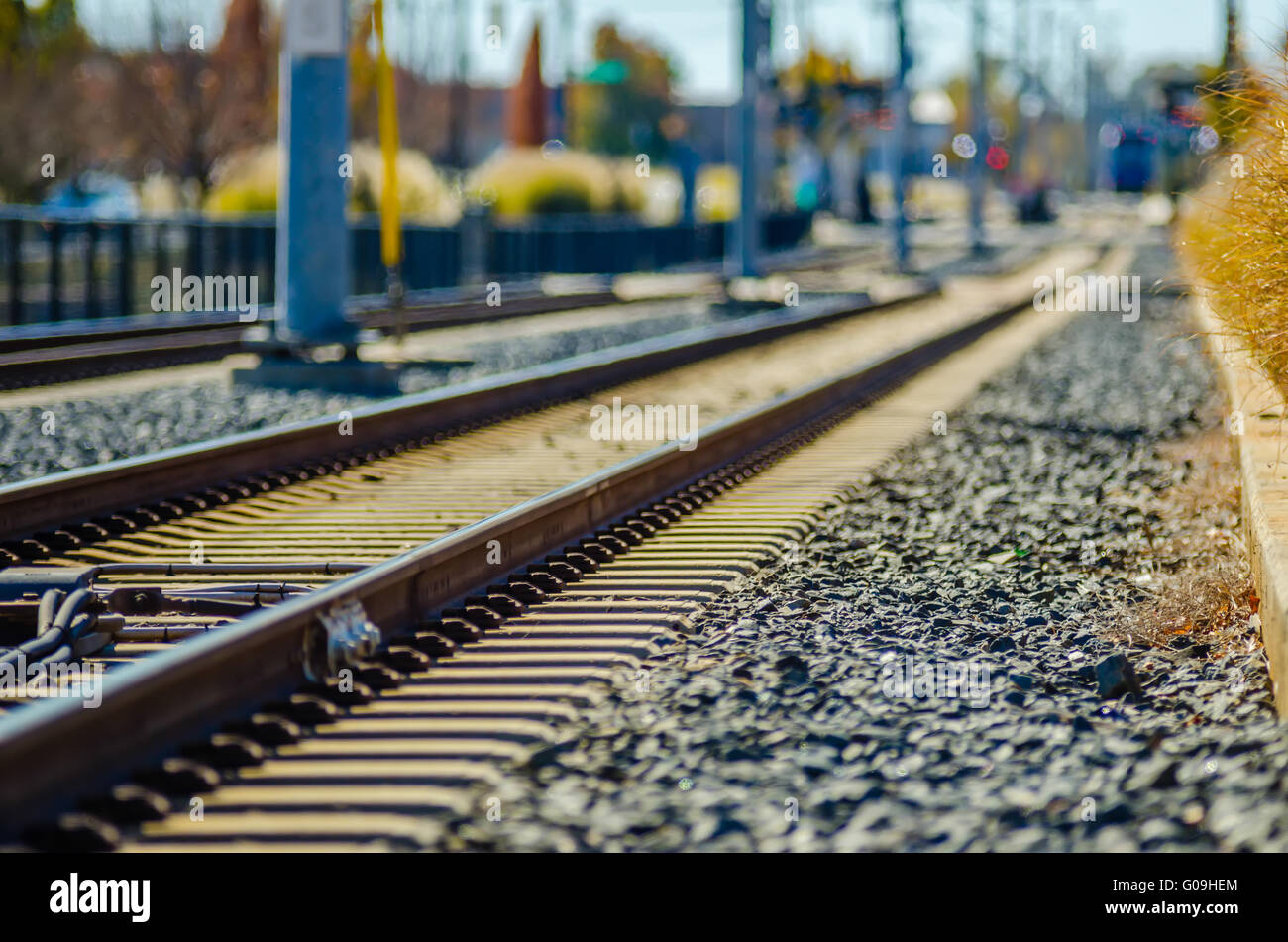 light rail train system in downtown charlotte nc Stock Photo - Alamy