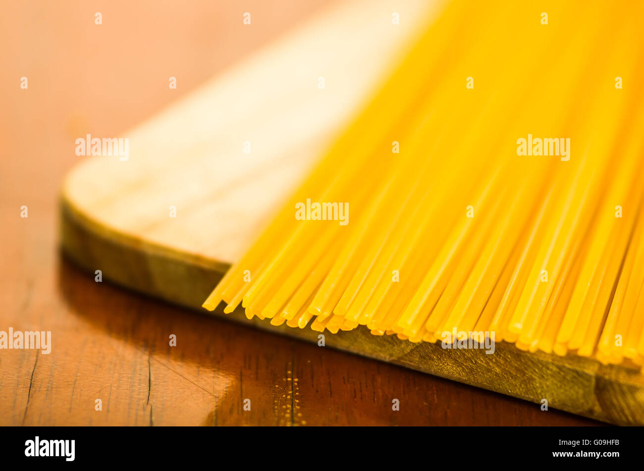Closeup pile of dry spaghetti, yellow color and great detail Stock ...