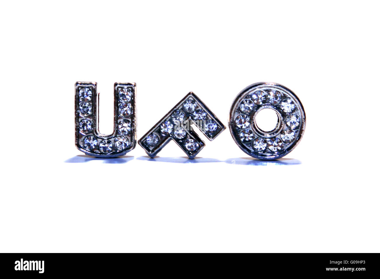 Word UFO isolated on white background Stock Photo - Alamy