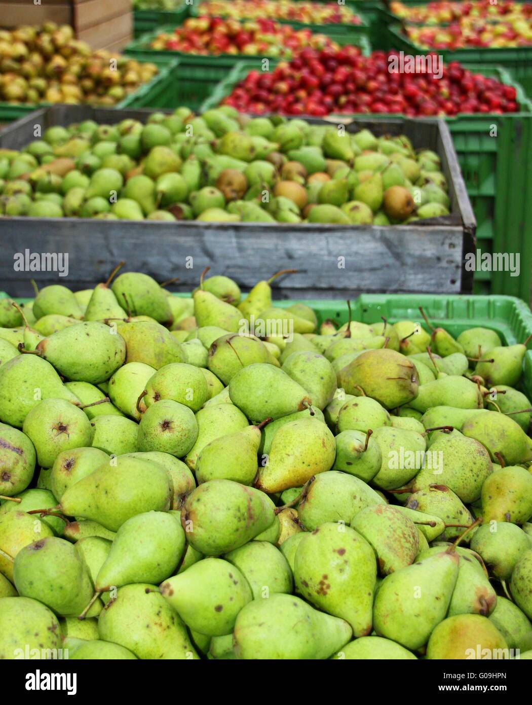 Pears in boxes Stock Photo - Alamy
