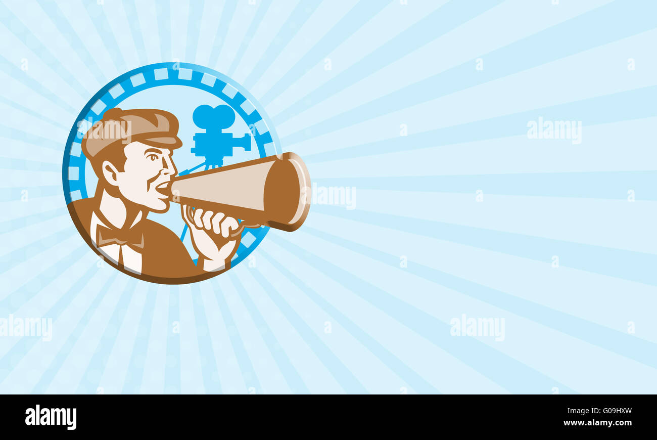Movie Film Director With Bullhorn And Camera Retro Stock Photo - Alamy