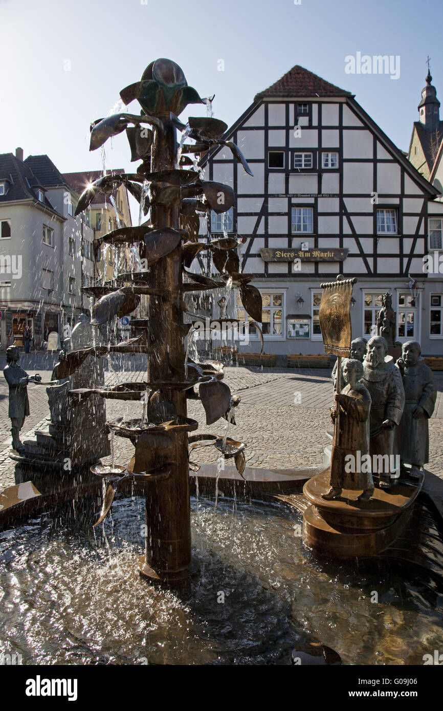 Fountain on the market square in Werl, Germany Stock Photo - Alamy