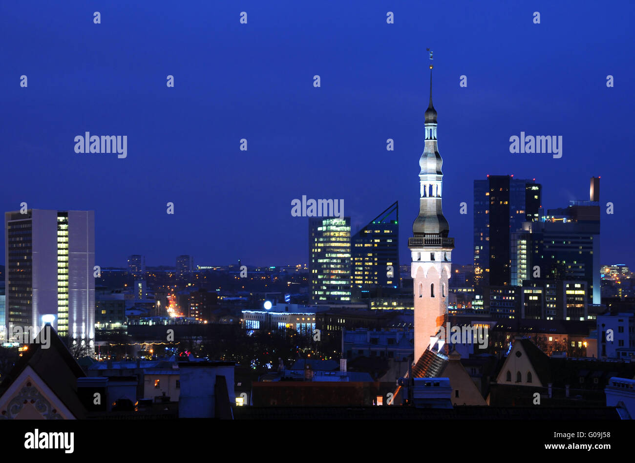 Aerial view illuminated tallinn hi-res stock photography and images - Alamy