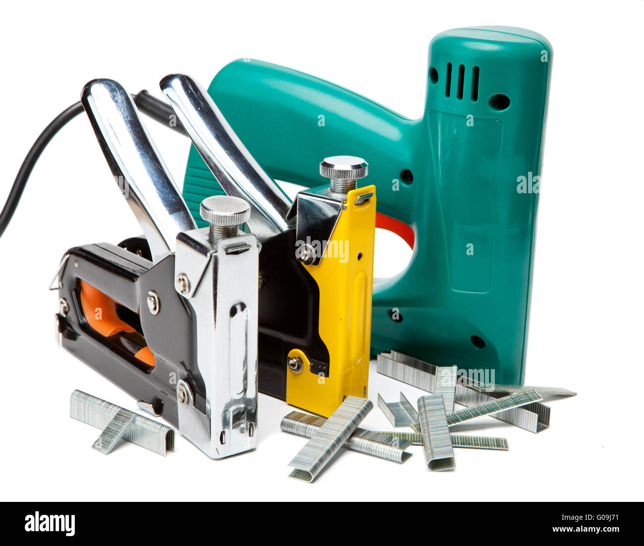 The tool - staplers electrical and manual mechanic Stock Photo - Alamy