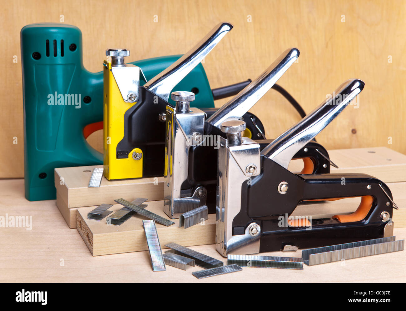The tool - staplers electrical and manual mechanic Stock Photo - Alamy