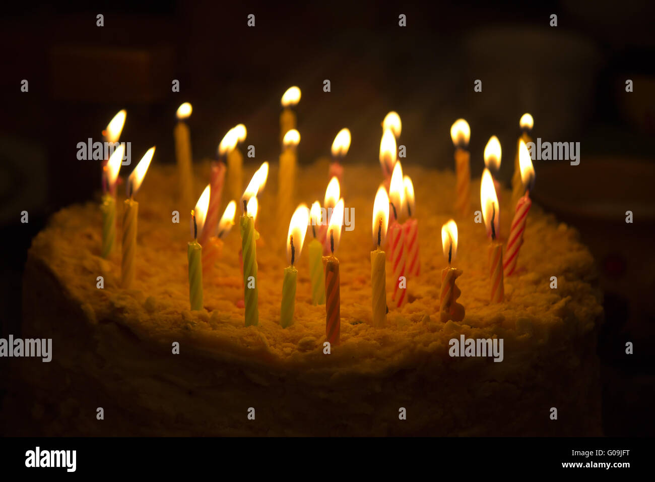 Birthday cake with candles Stock Photo - Alamy