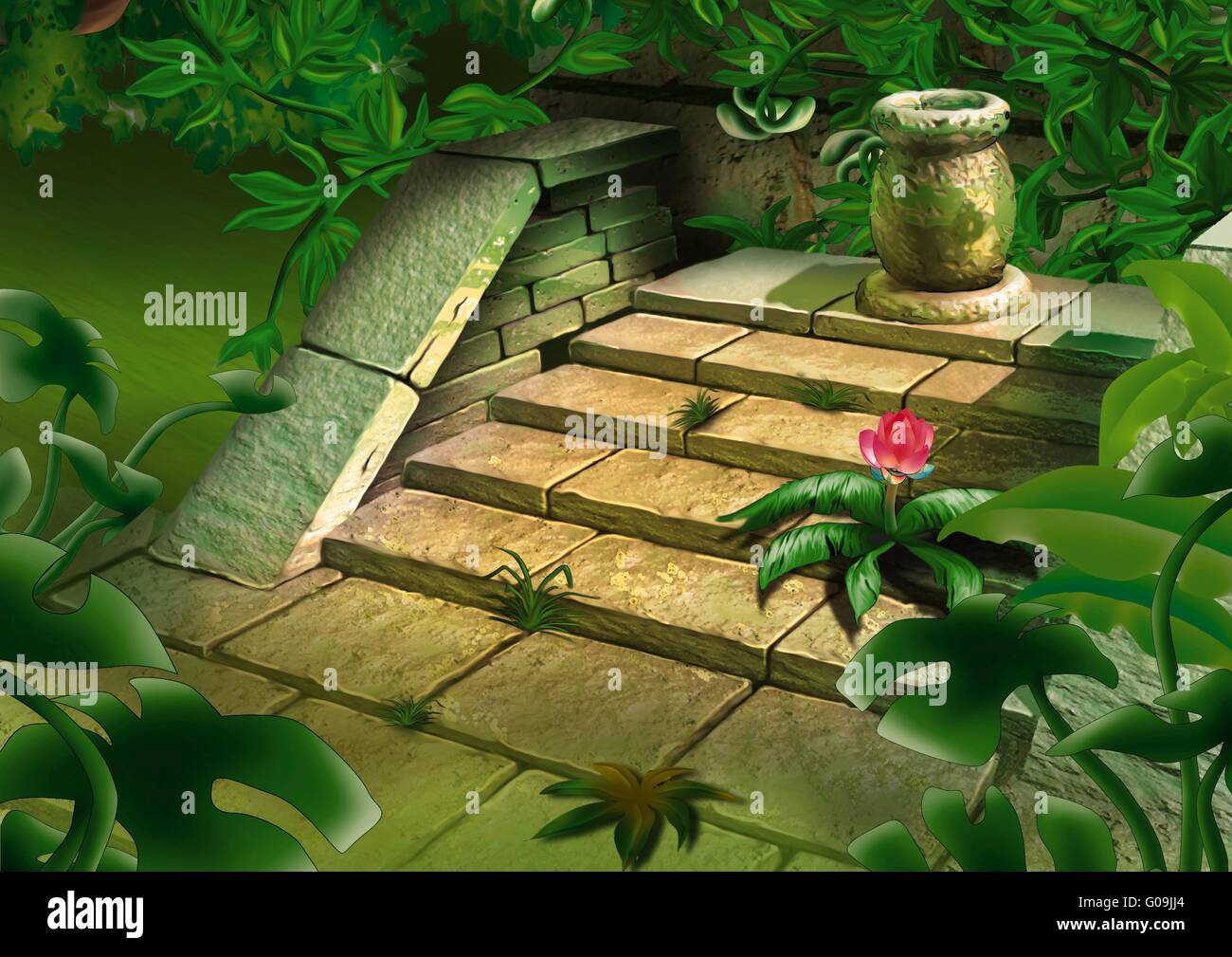 Old Stairs In Jungle Stock Photo - Alamy