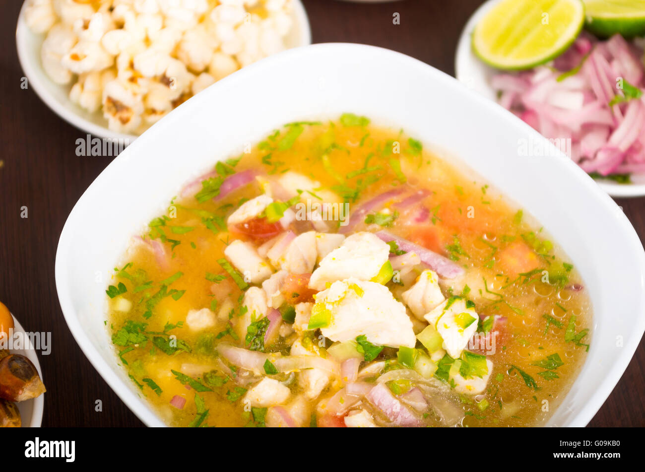 Delicious and traditionally well done fish ceviche, ecuadorian style ...