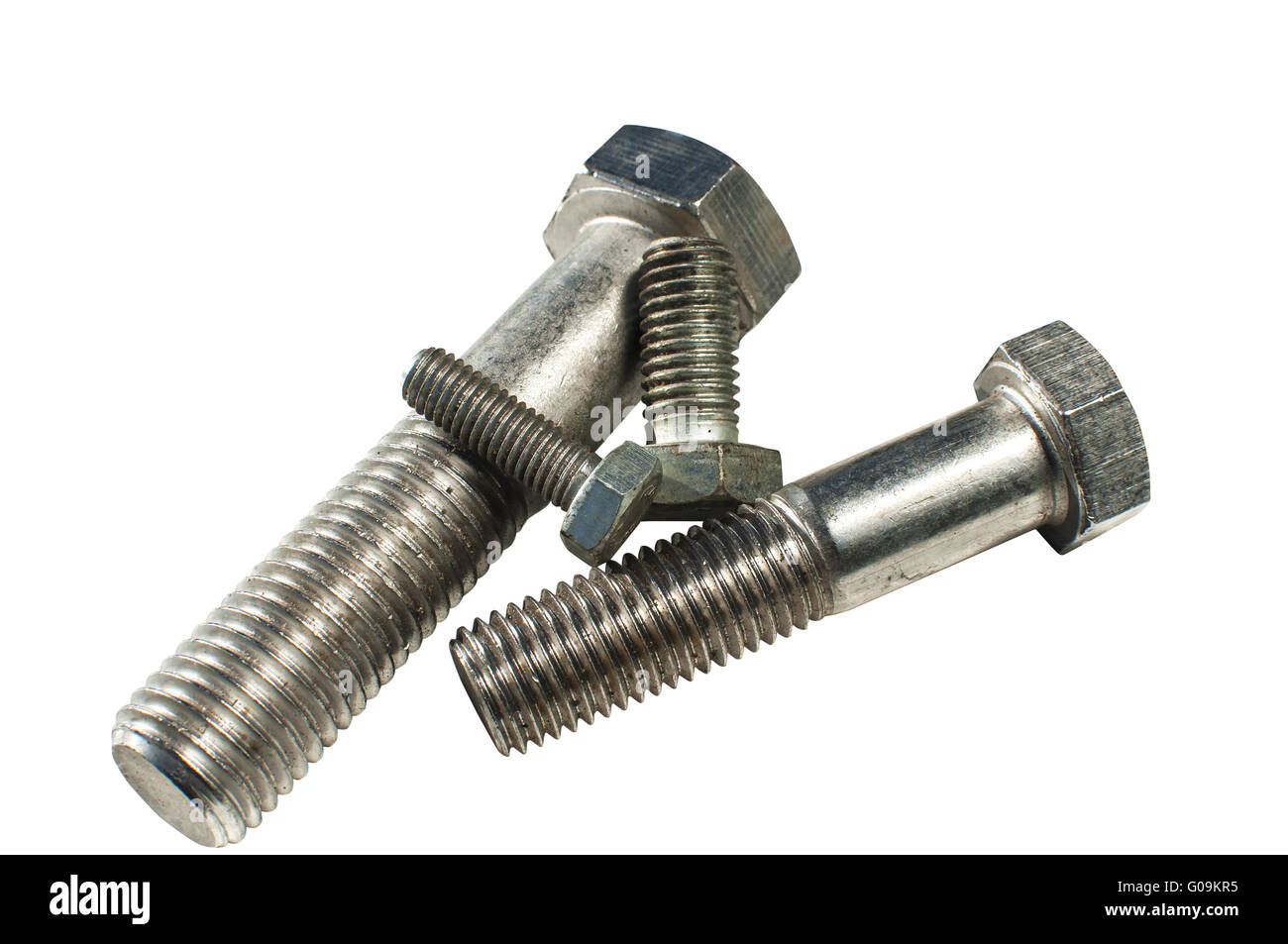 Used bolts of various sizes isolated on white back Stock Photo - Alamy