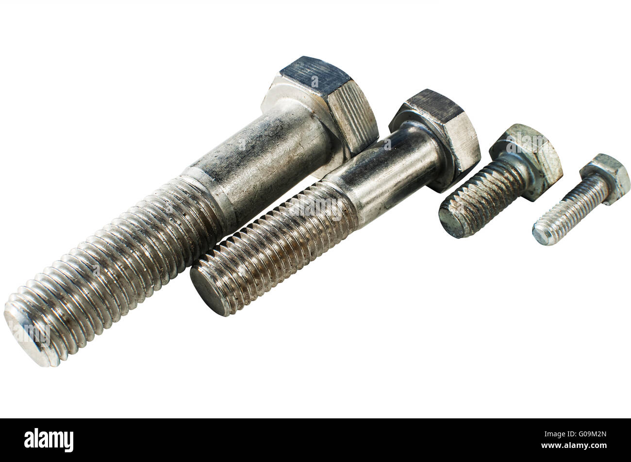 Used bolts of various sizes isolated on white back Stock Photo - Alamy