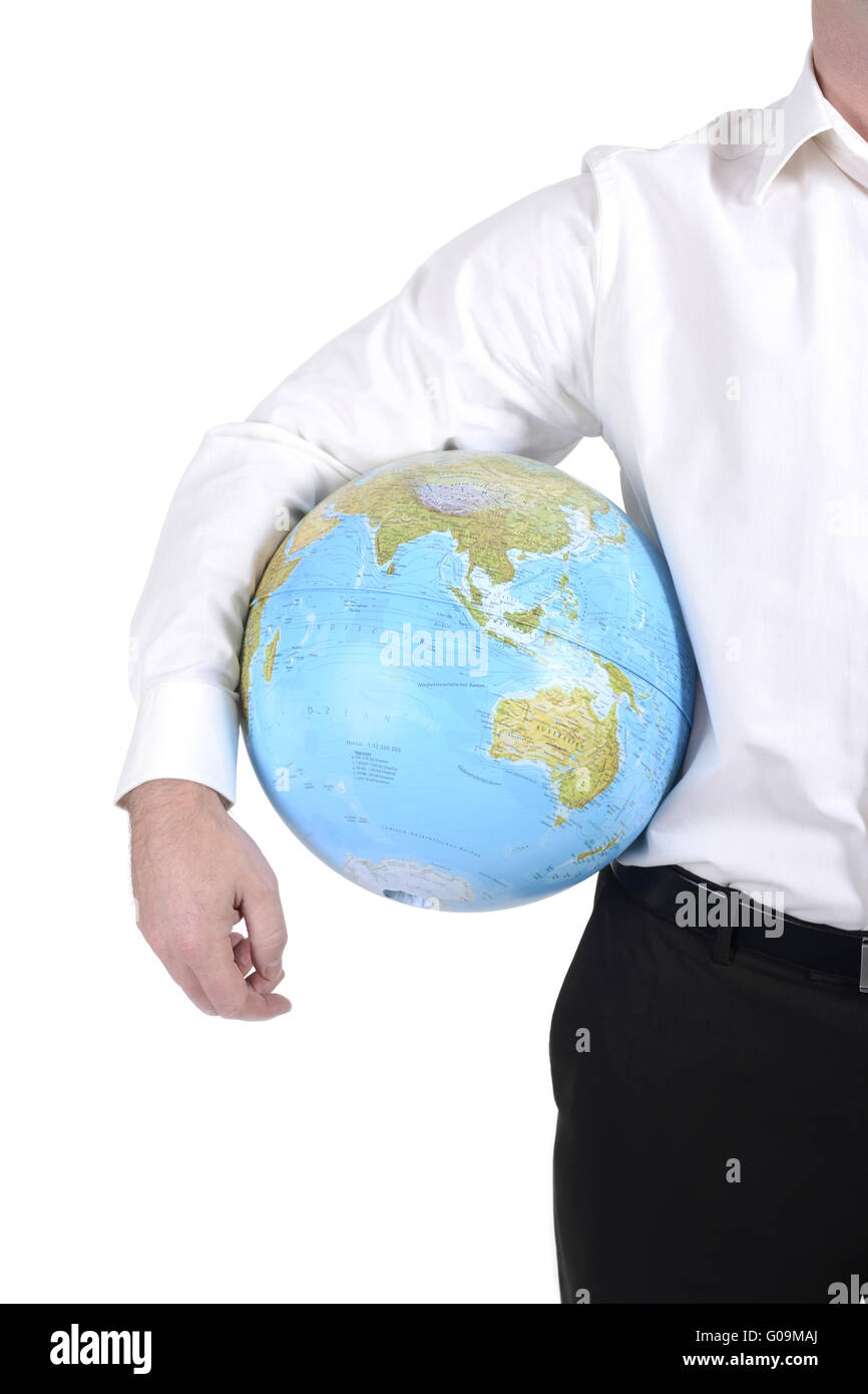 man with globe Stock Photo - Alamy