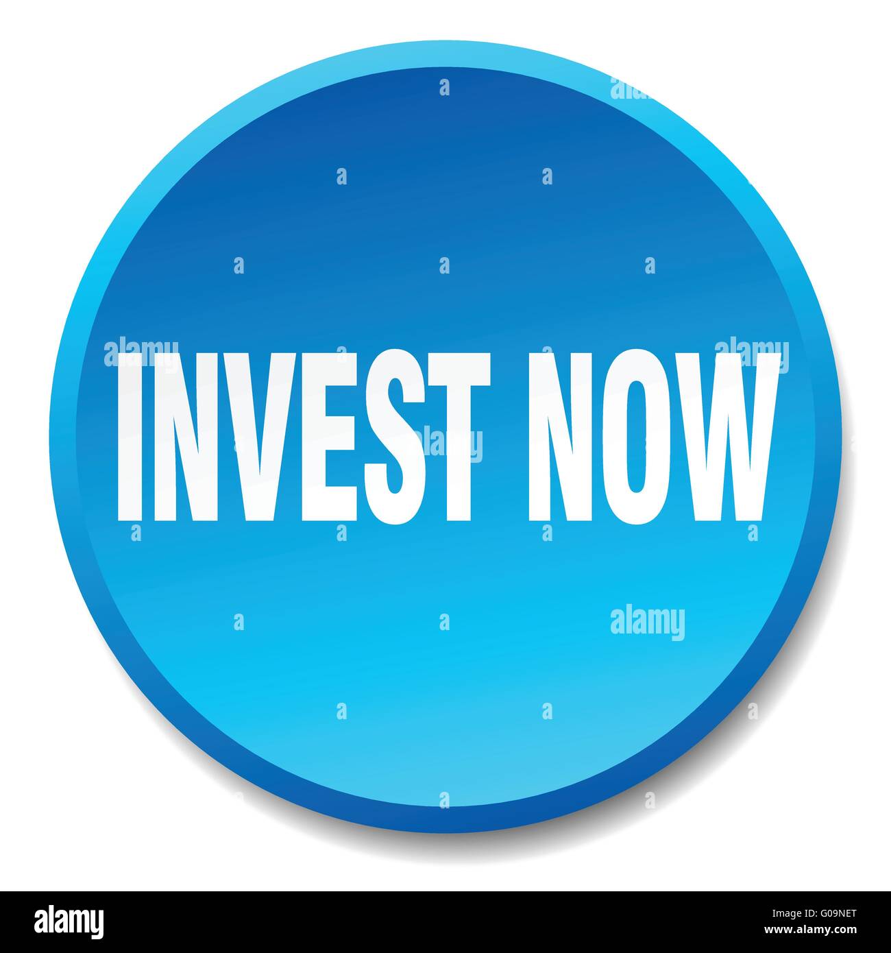 invest now blue round flat isolated push button Stock Vector Image ...
