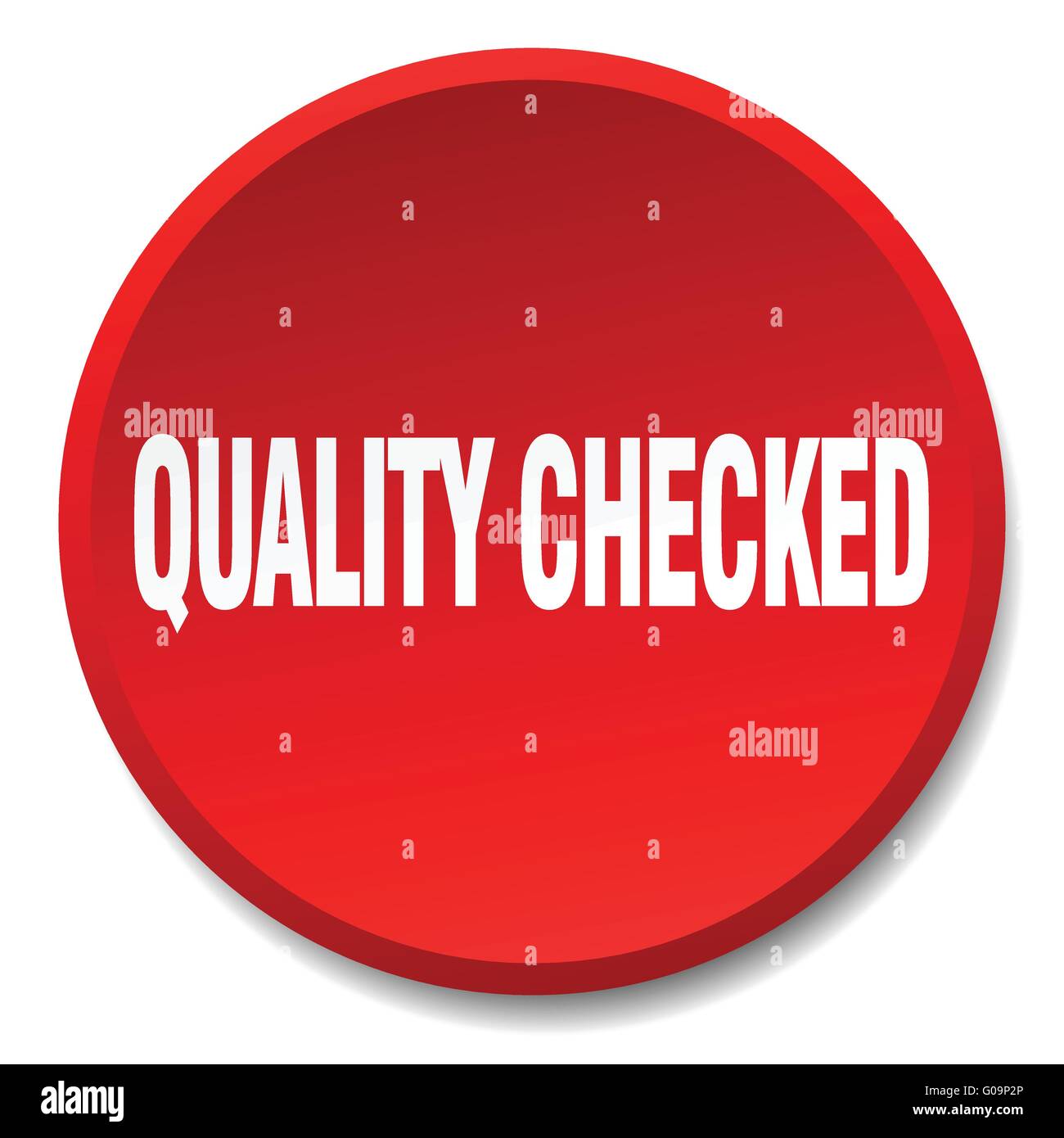 quality checked red round flat isolated push button Stock Vector Image & Art - Alamy
