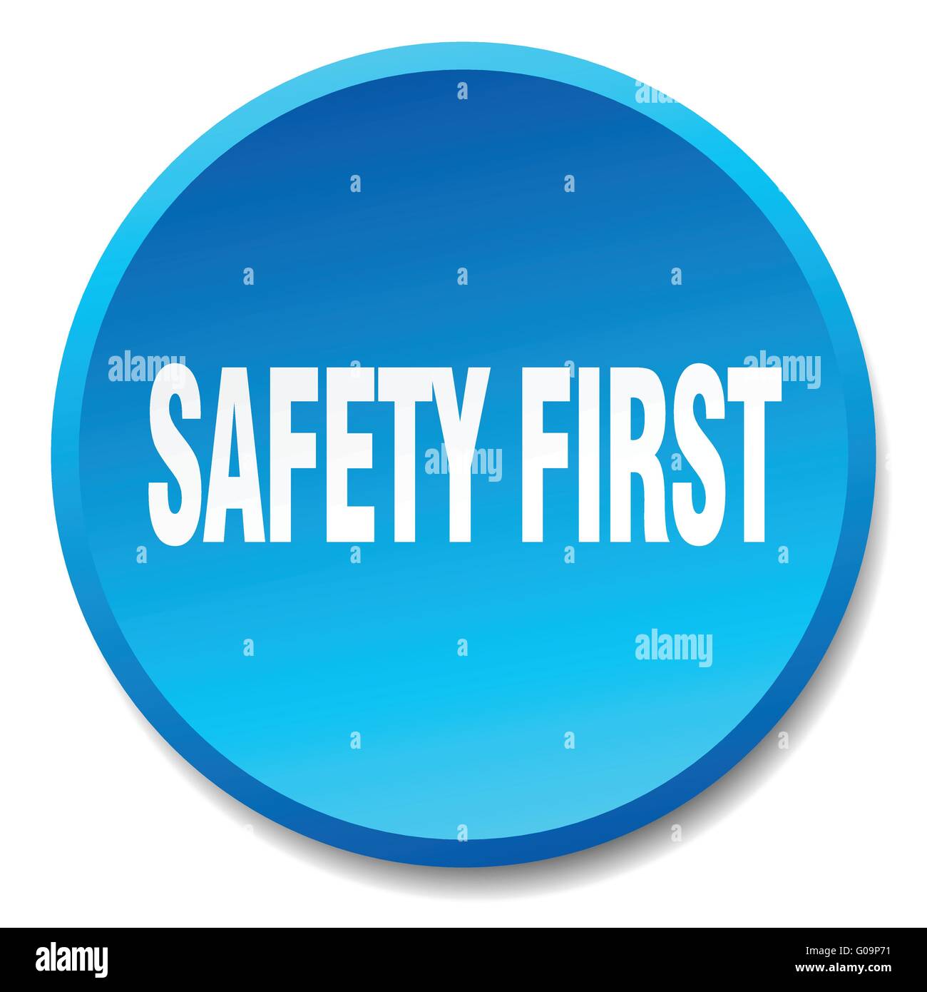safety first blue round flat isolated push button Stock Vector Image ...