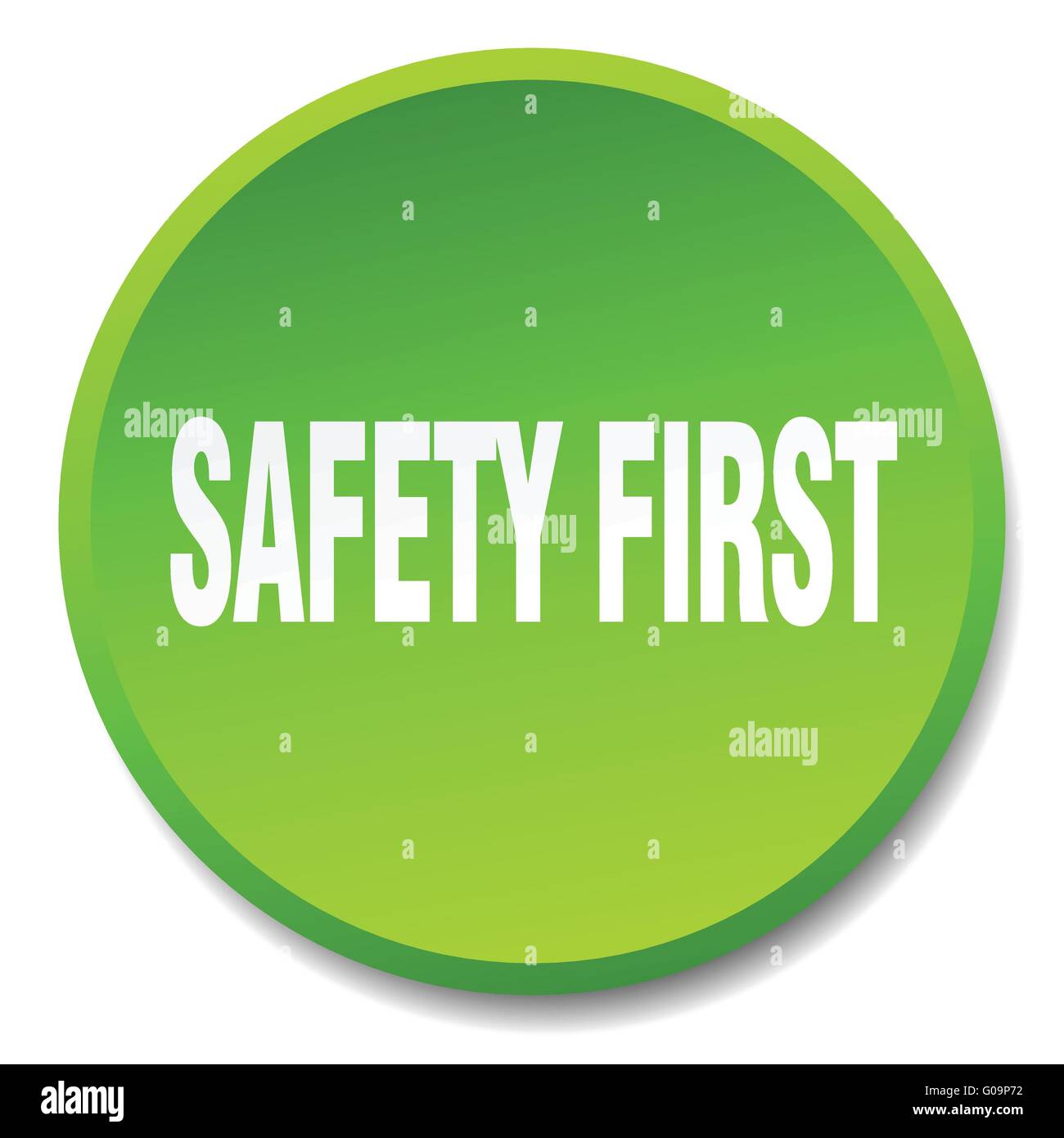 safety first green round flat isolated push button Stock Vector Image ...