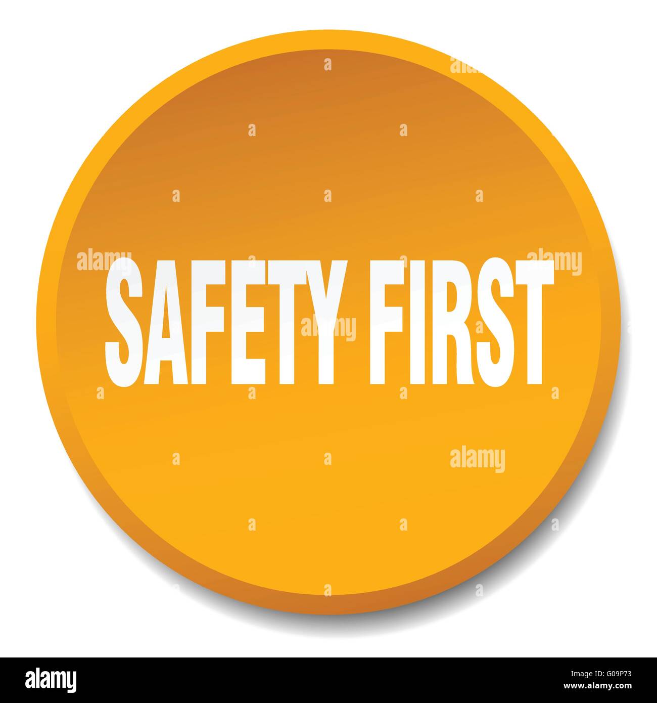 safety first orange round flat isolated push button Stock Vector Image ...