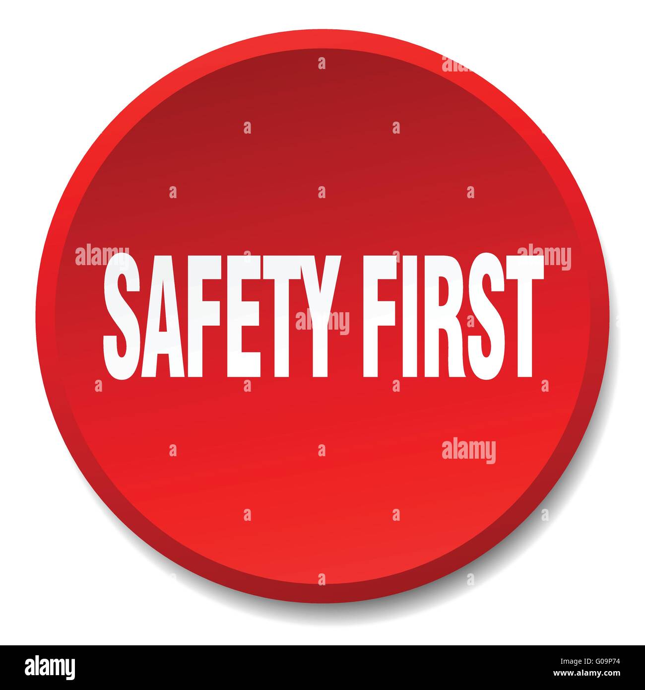 safety first red round flat isolated push button Stock Vector Image ...