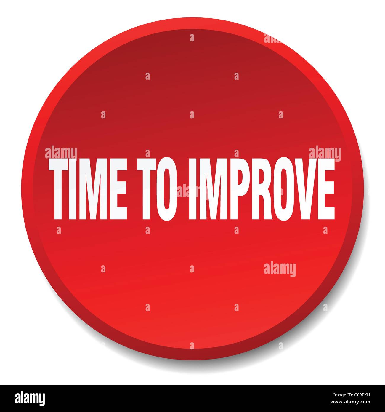 time to improve red round flat isolated push button Stock Vector Image ...