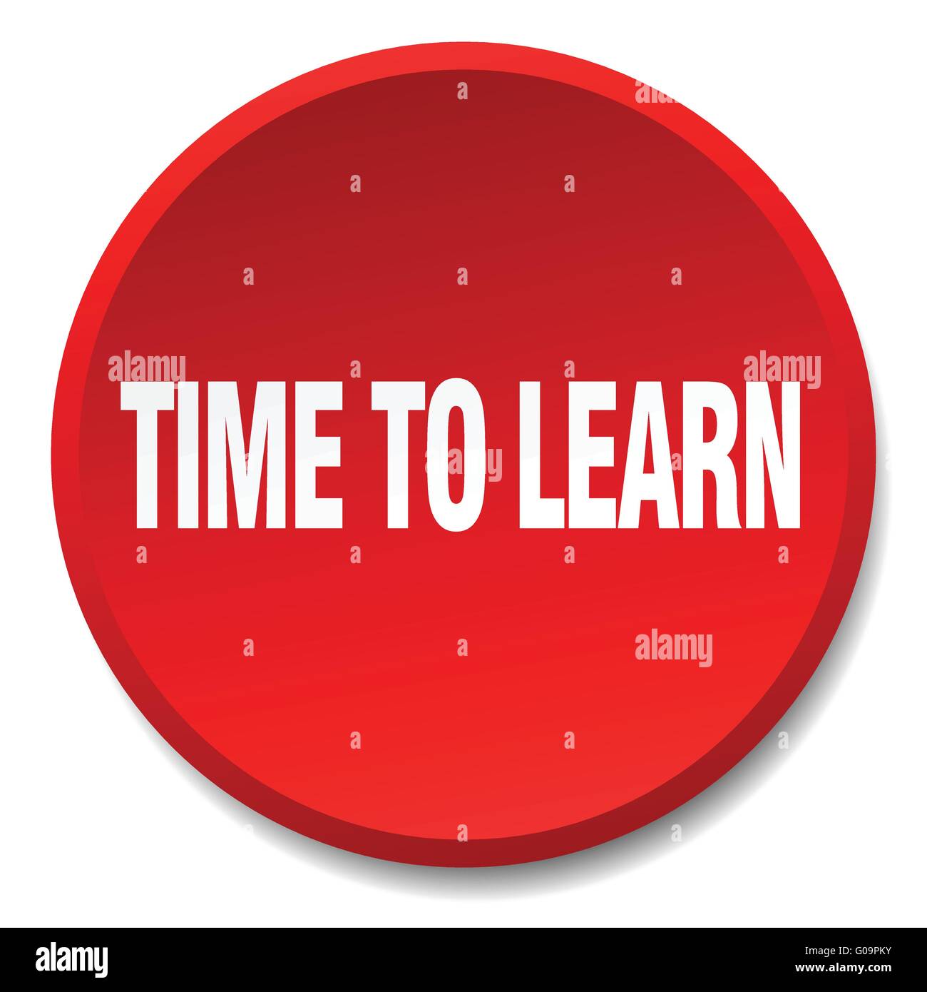 time to learn red round flat isolated push button Stock Vector Image ...