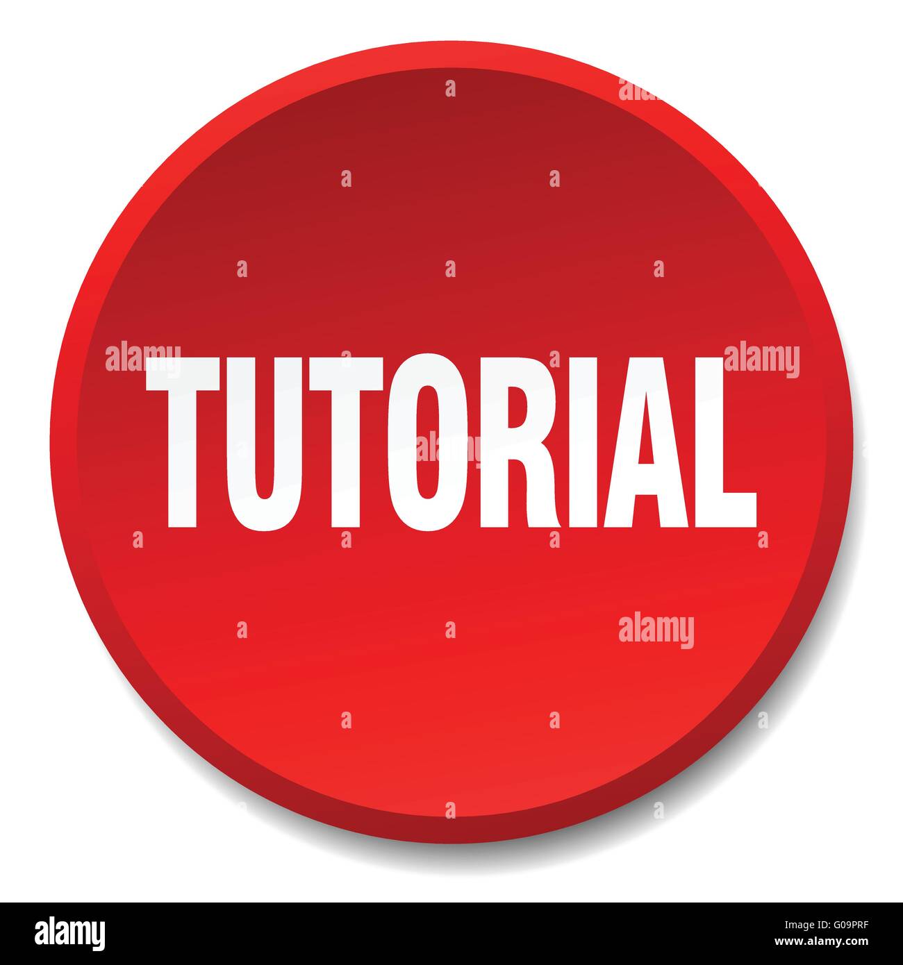 tutorial red round flat isolated push button Stock Vector Image & Art - Alamy