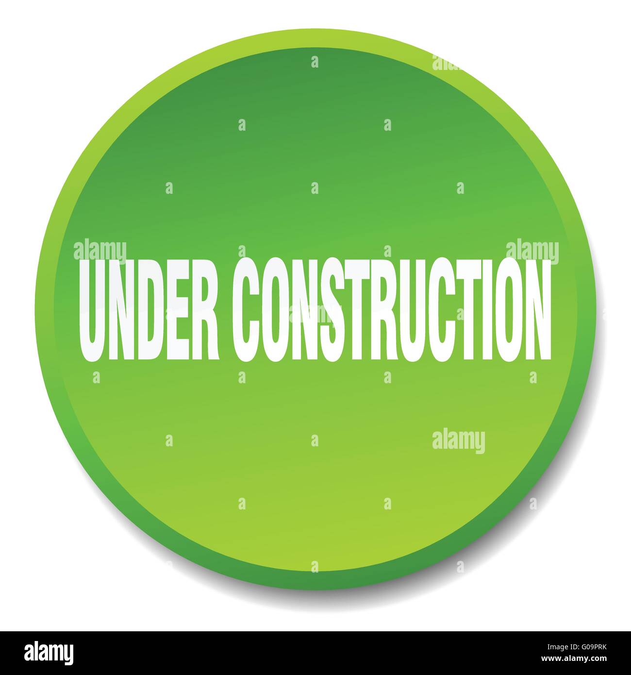 under construction green round flat isolated push button Stock Vector ...