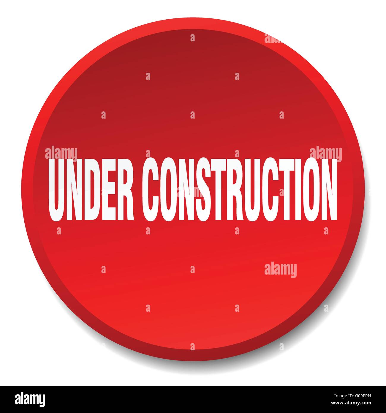 under construction red round flat isolated push button Stock Vector ...